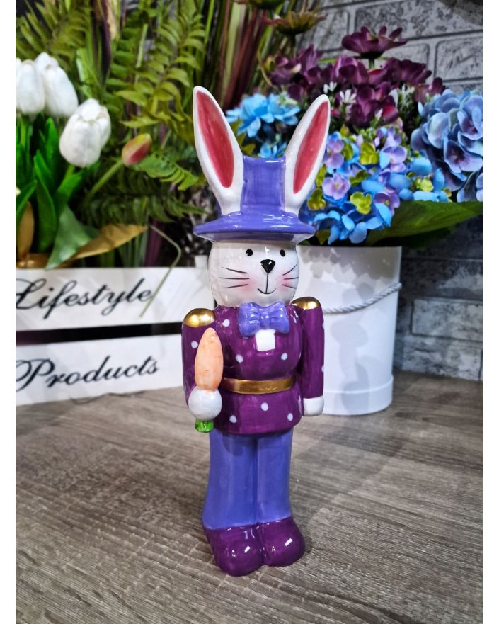 FIGURA CERAMICZNA KRÓLIK ZAJĄC żołnierz - fioletowy model II - Sklep ...